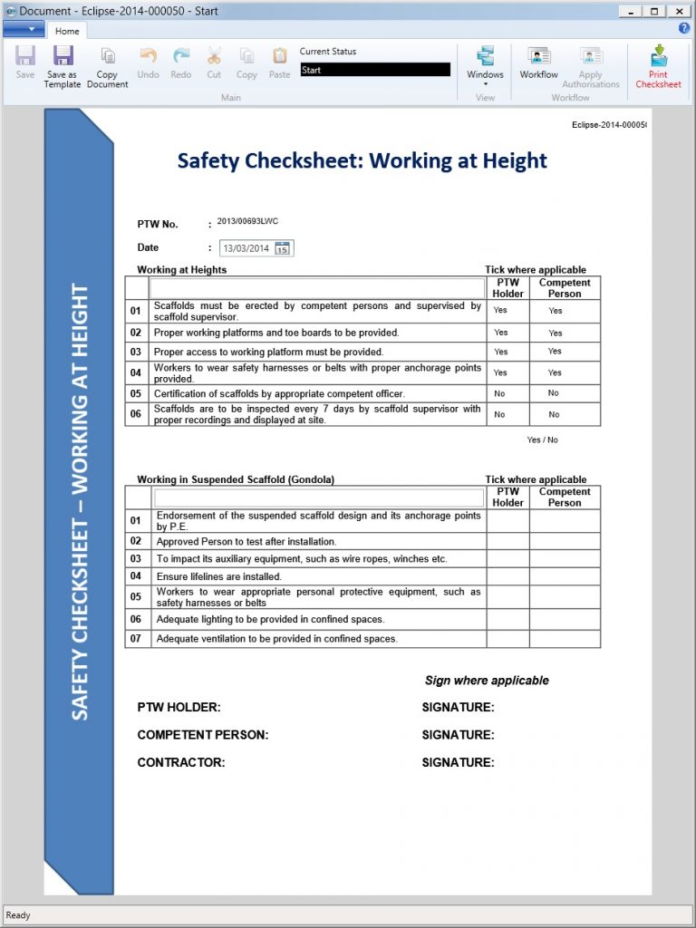 Heights – Checksheet | Nisoft